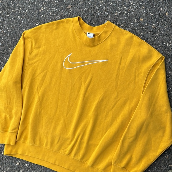 Nike | Tops | Nike Mustard Yellow Sweatshirt Oversized Large Crewneck ...